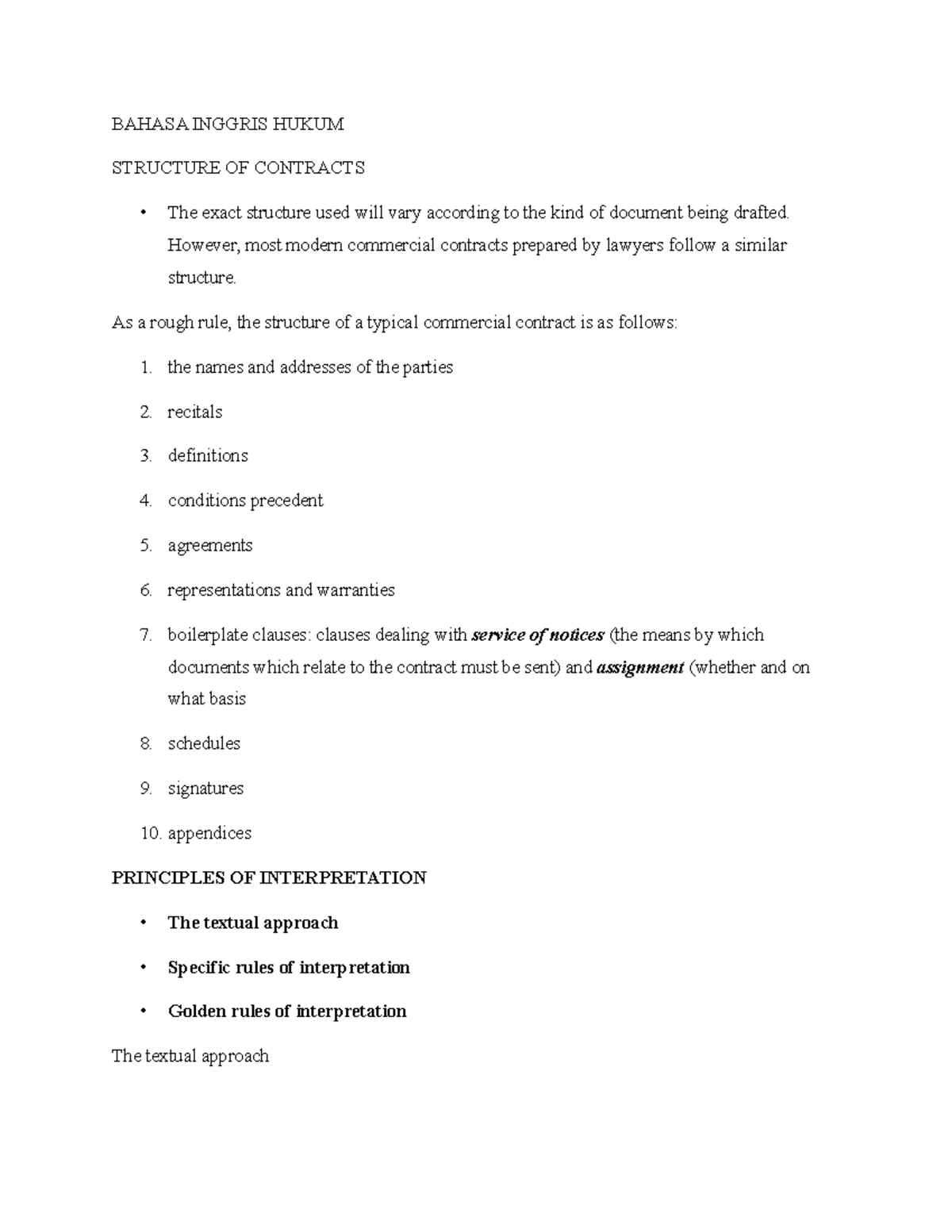 Bahasa Inggris Hukum - BAHASA INGGRIS HUKUM STRUCTURE OF CONTRACTS The ...