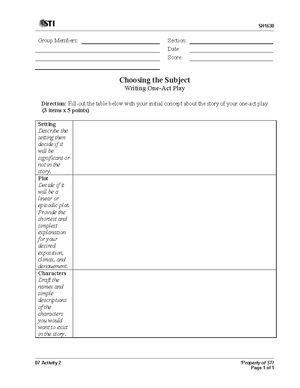 SH1630 - Creative Writing 04 Worksheet 1 - 04 Worksheet 1 *Property of ...