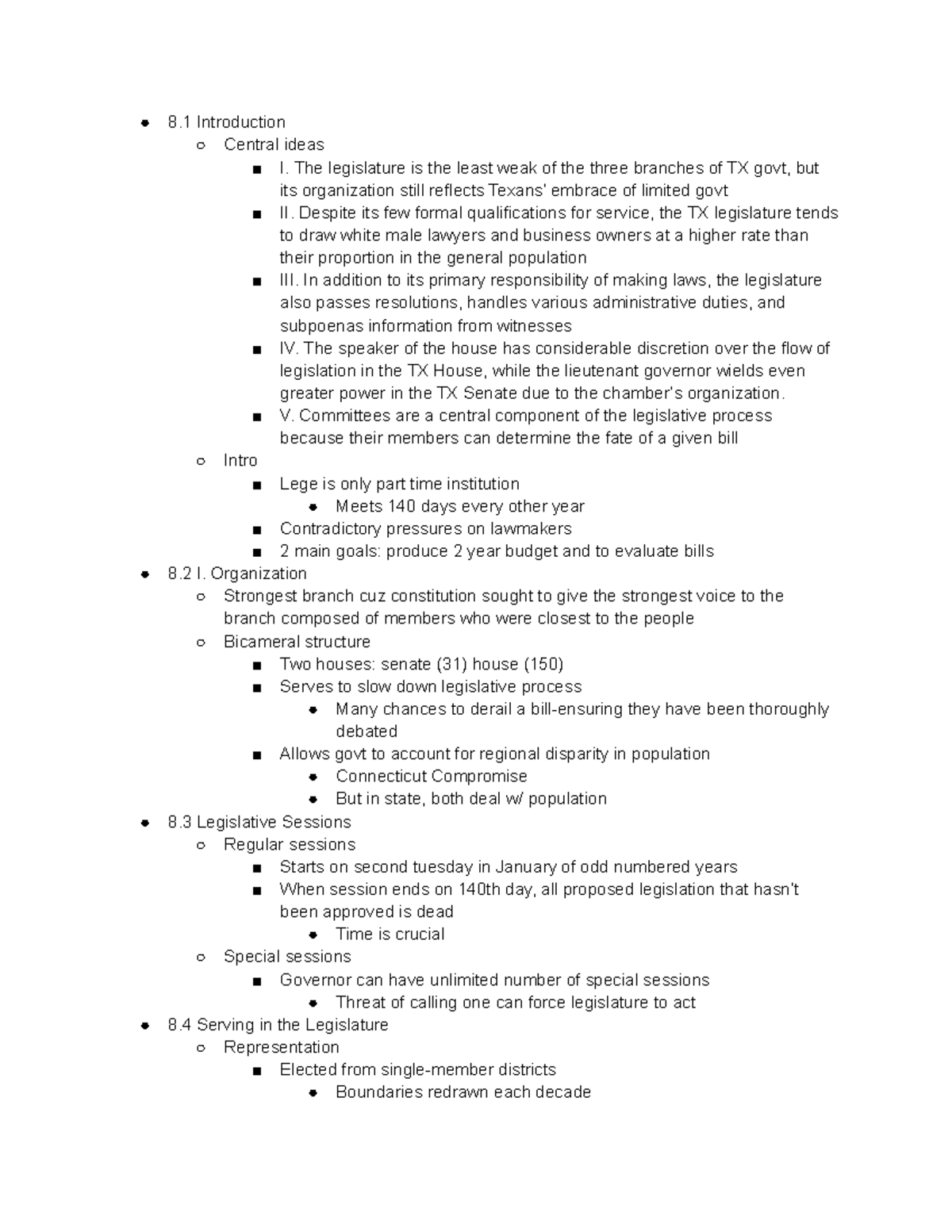 Chp 8 Reading - Chapter Notes for Online Class - Texas Politics - 8 ...