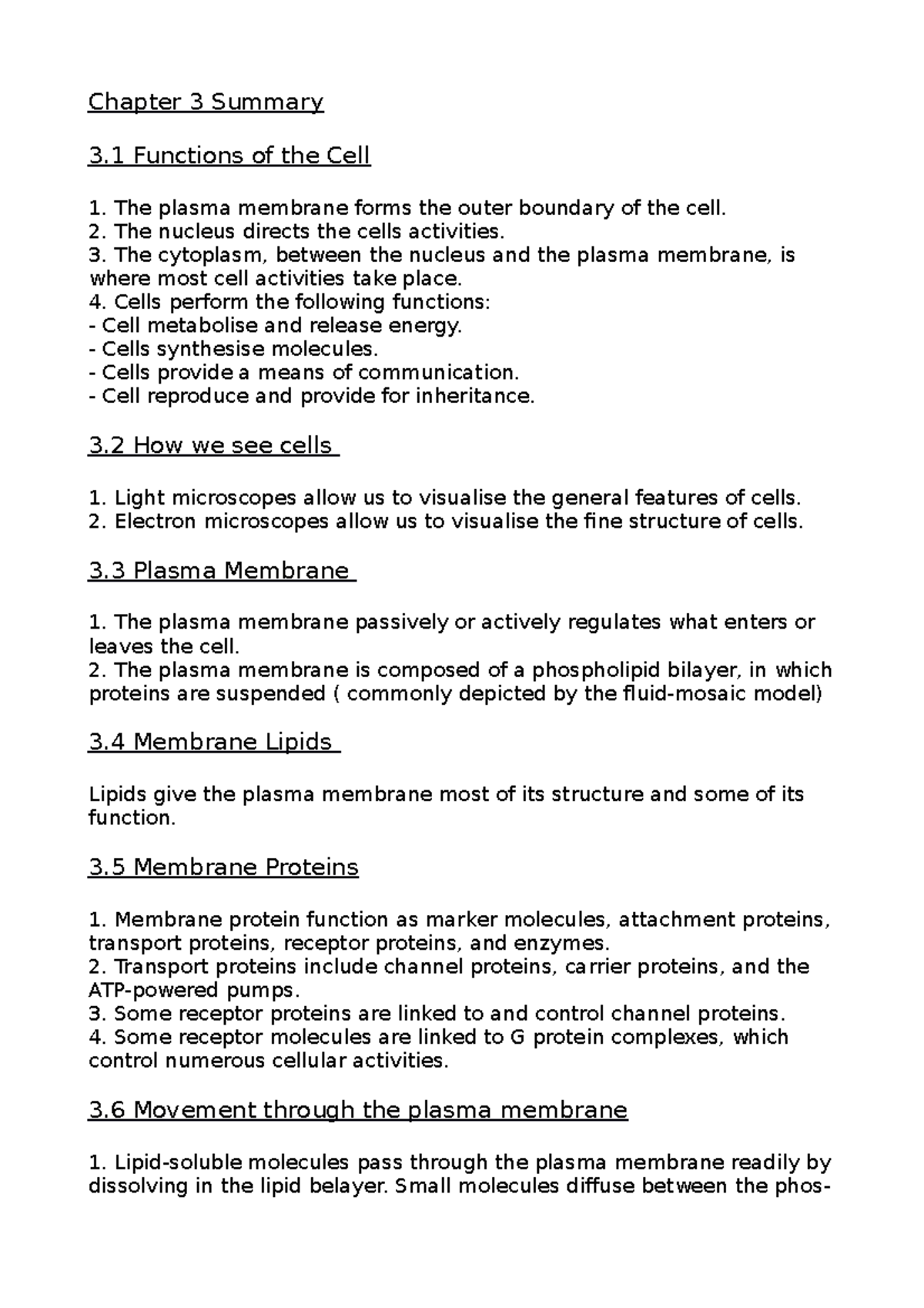 Chapter 3 summary - Seeley's Anatomy and Physiology - Chapter 3 Summary ...