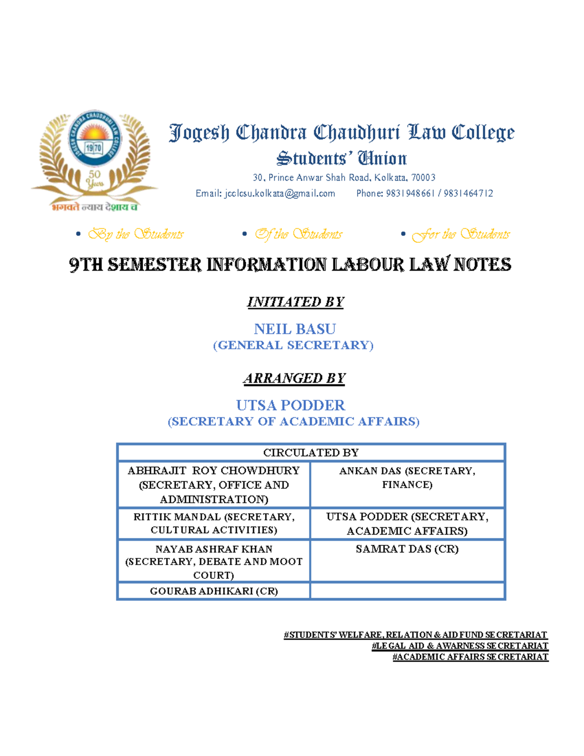 Labour Law II - This notes was very helpful for external exams ...