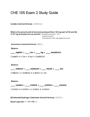 Exam 1 Study Guide CHE 105 - Section 1 The Scientific Method ...
