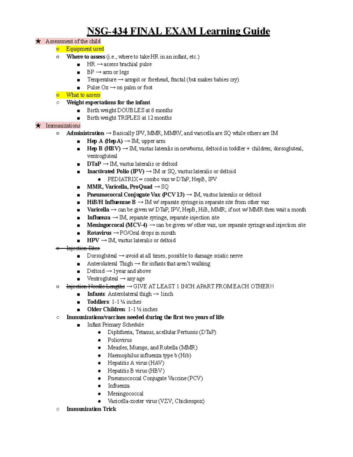 Exam 3 Final Notes w comments - NSG-434 FINAL EXAM Learning Guide ...