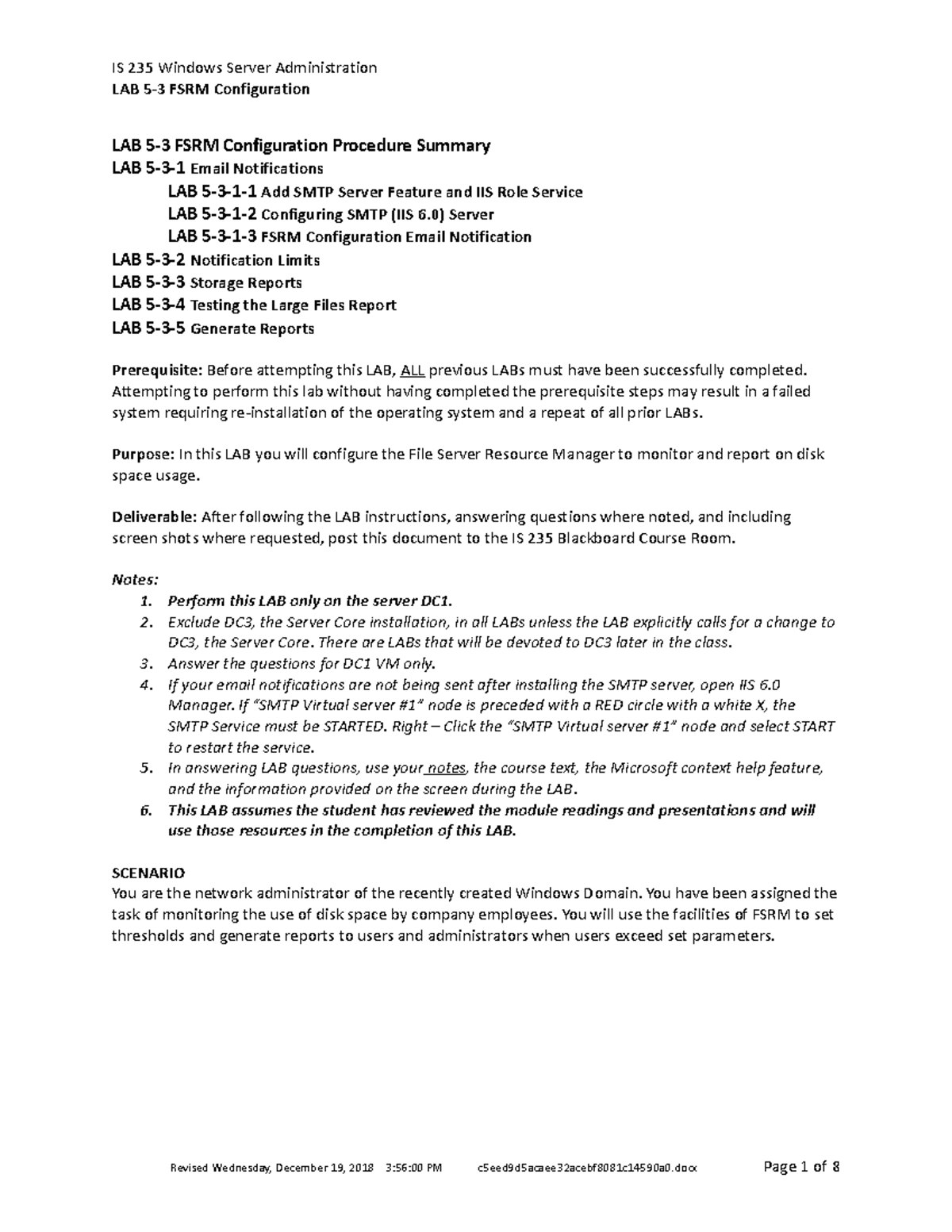 235 LAB 5-3 FSRM Configuration 2016 - LAB 5-3 FSRM Configuration LAB 5-3 FSRM Configuration ...