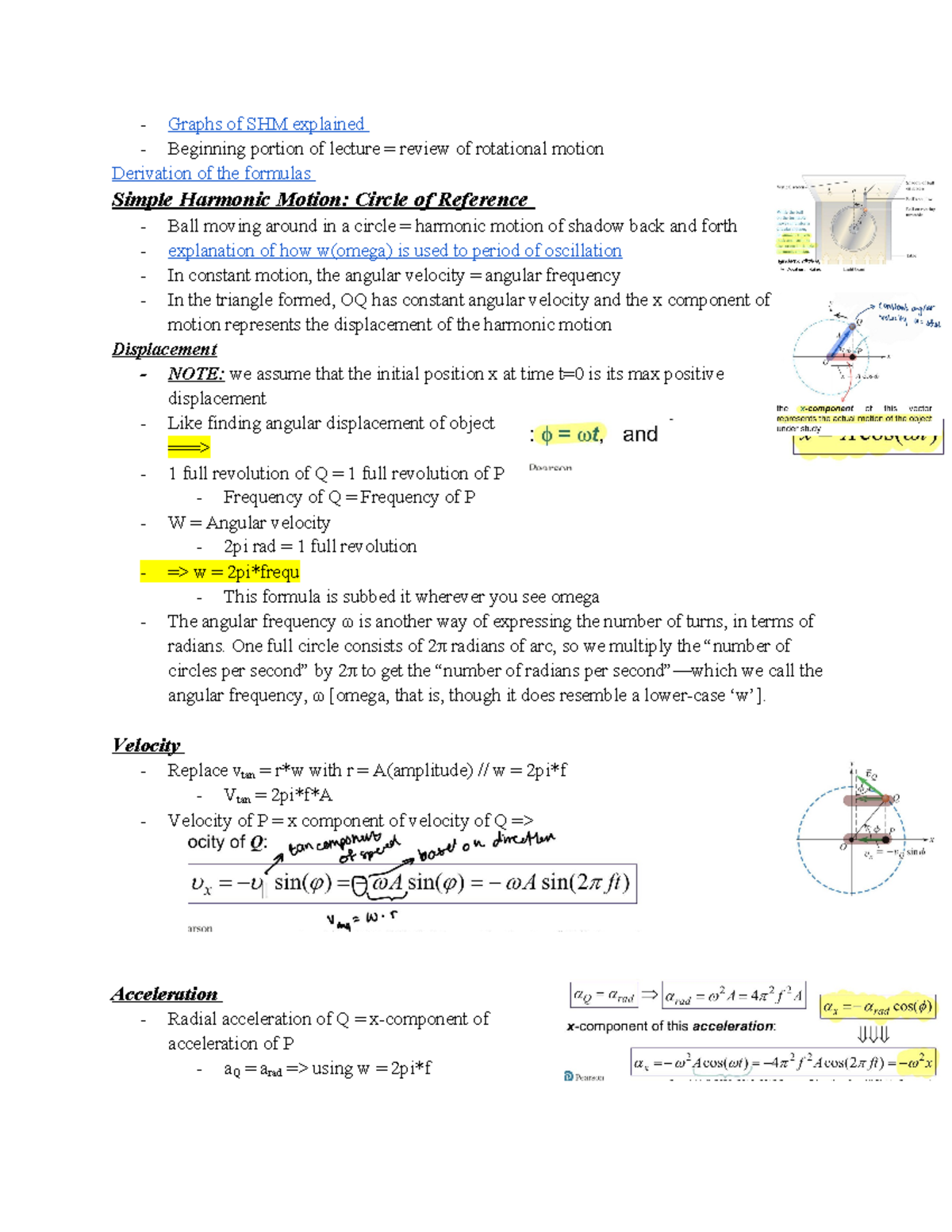 Ch 11 Lec 3- Simple Harmonic Motion; Simple Pendulum - Graphs of SHM ...