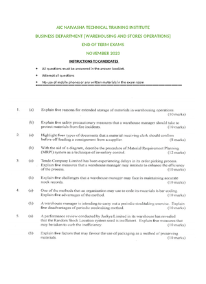 Store Keeping NOTES - Store Keeping Store keeping is the task of ...