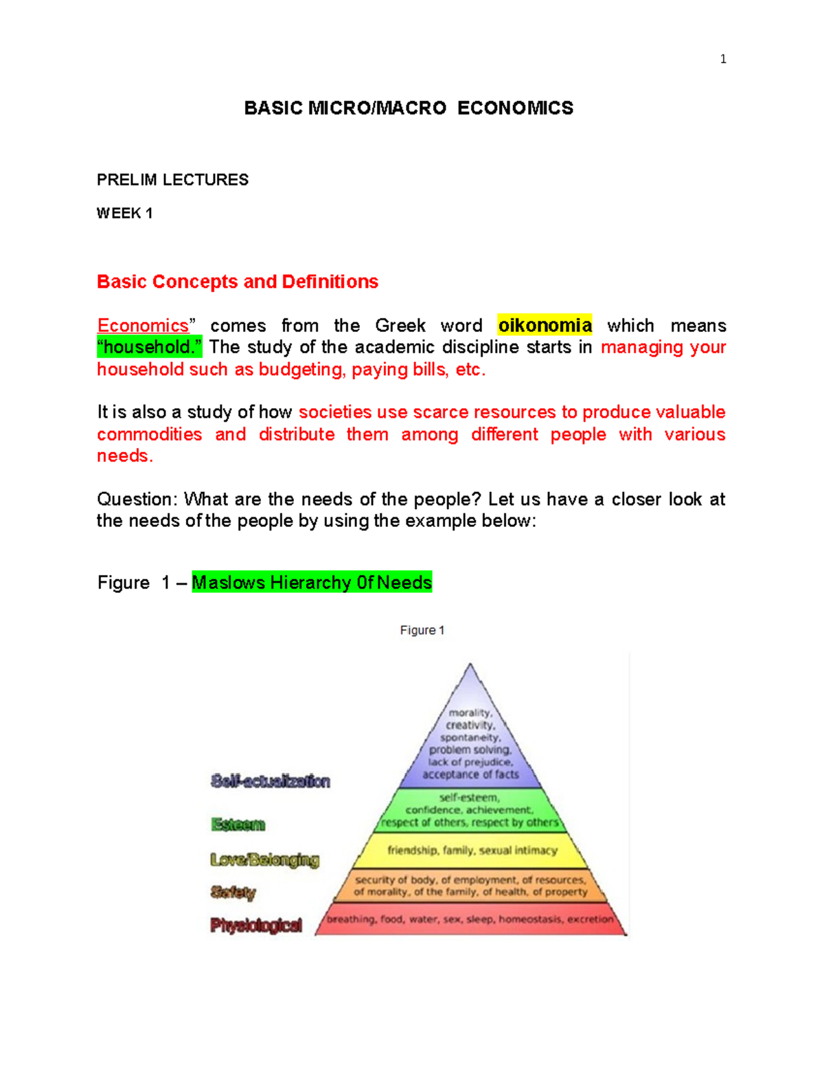 Basic- Micro - bbb - BASIC MICRO/MACRO ECONOMICS PRELIM LECTURES WEEK 1 ...