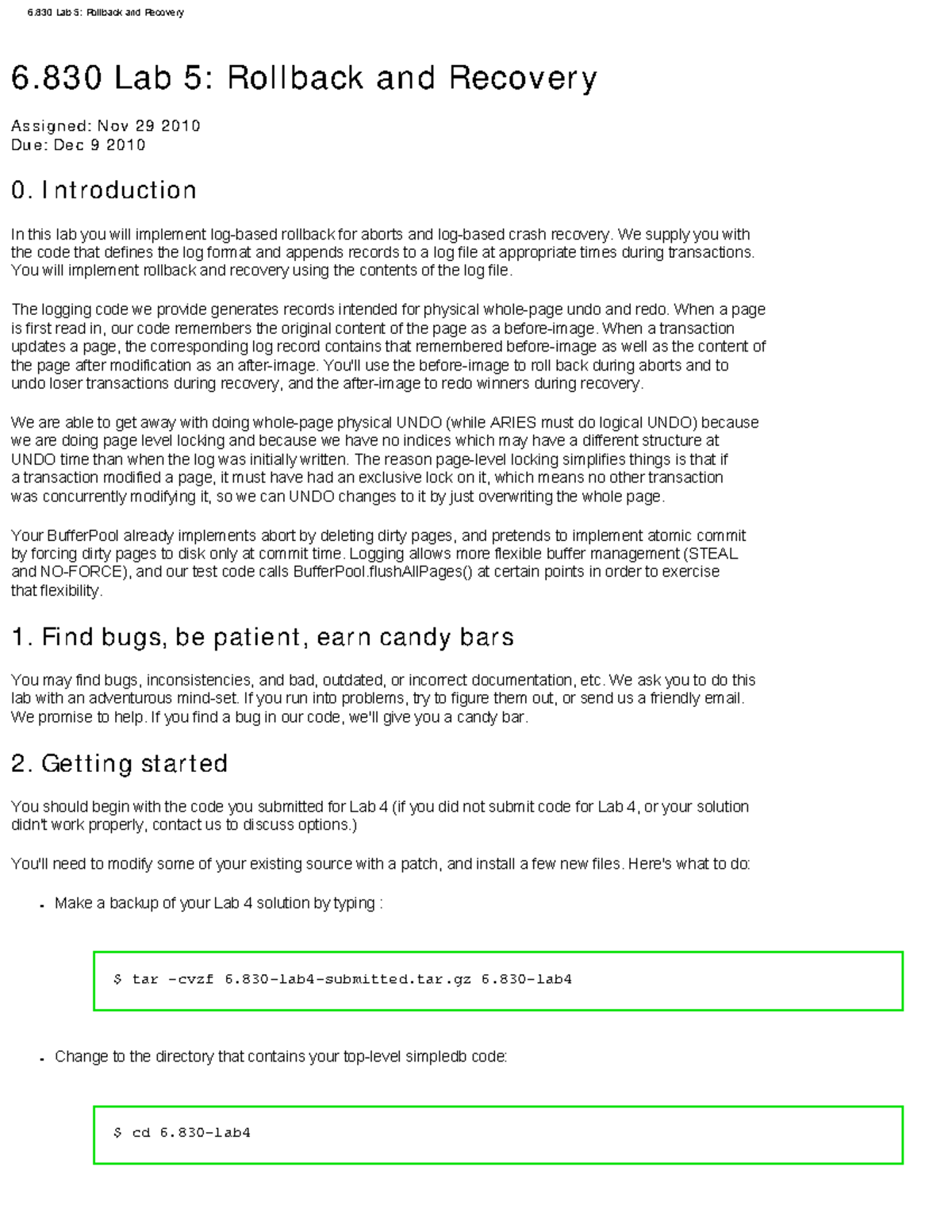 Lab 5 - This resource contains information related to rollback and ...