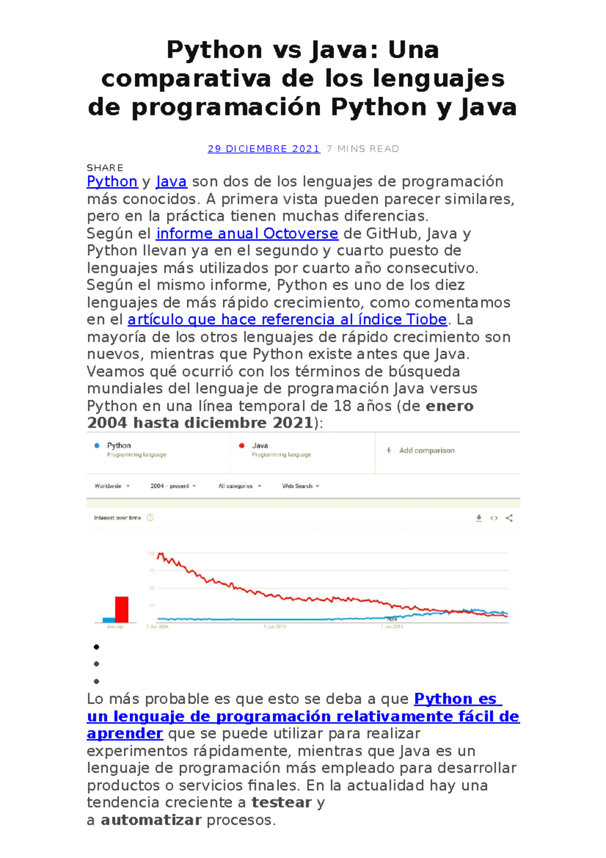 Python vs Java - A primera vista pueden parecer similares, pero en la ...