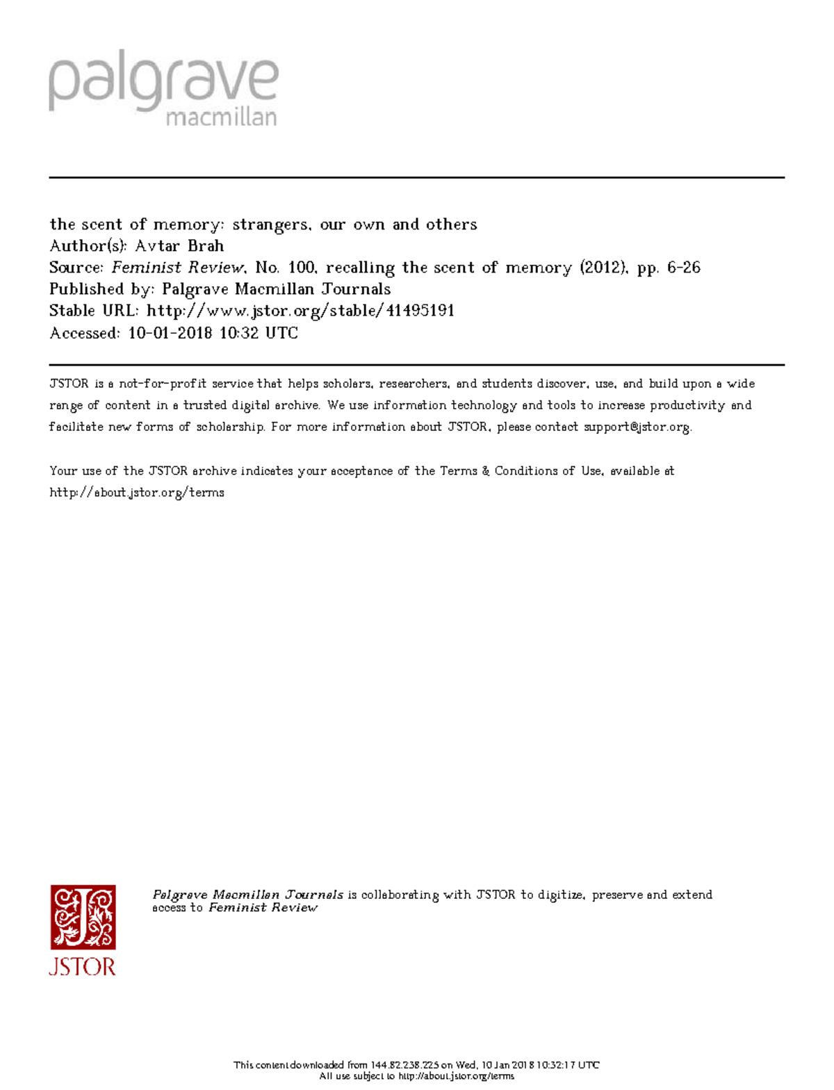 Brah Scent Memory - the scent of memory: strangers, our own and others ...