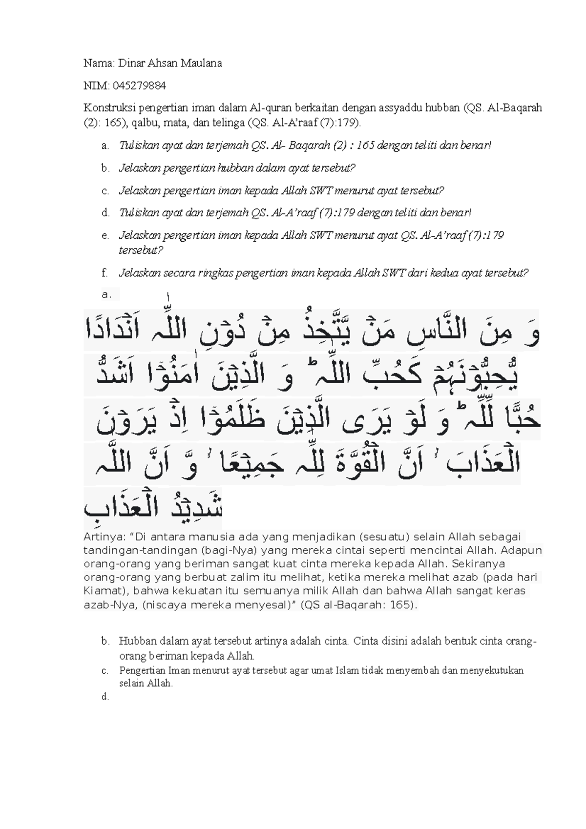 Tugas Agama Islam - TUTON 1 - Nama: Dinar Ahsan Maulana NIM: 045279884 Konstruksi pengertian ...