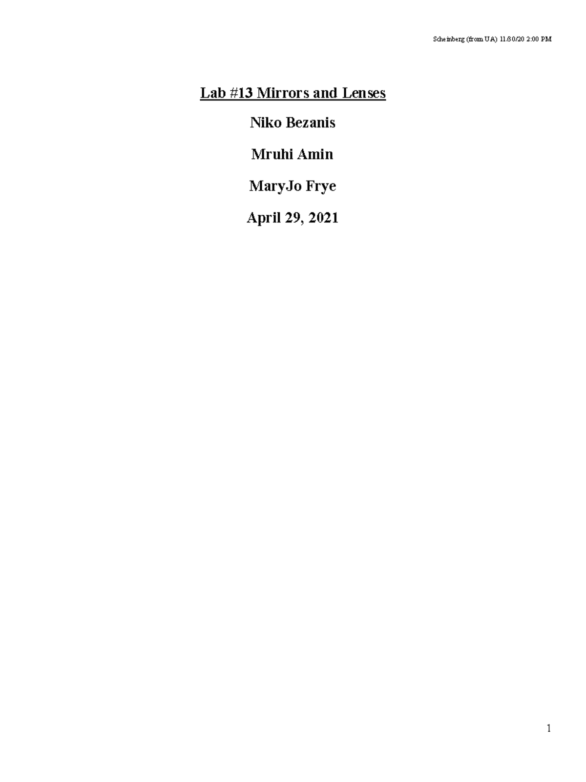 Lab#13 Lenses and Mirrors - BIOL 161 - Studocu