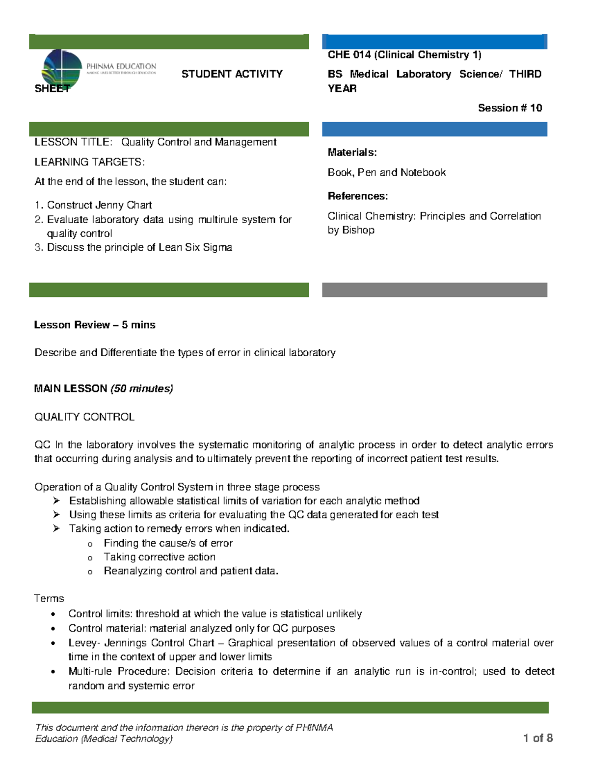 MLS 043 CC1 SAS Module 10 - This document and the information thereon is the property of PHINMA ...