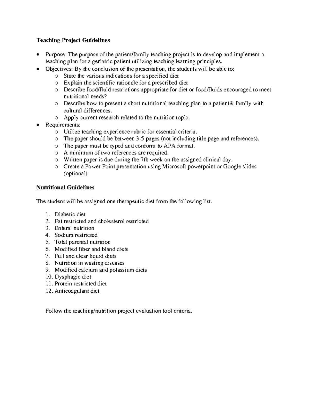 Nutritional Teaching Project Guidelines (1) (1) (3) - Teaching Project ...