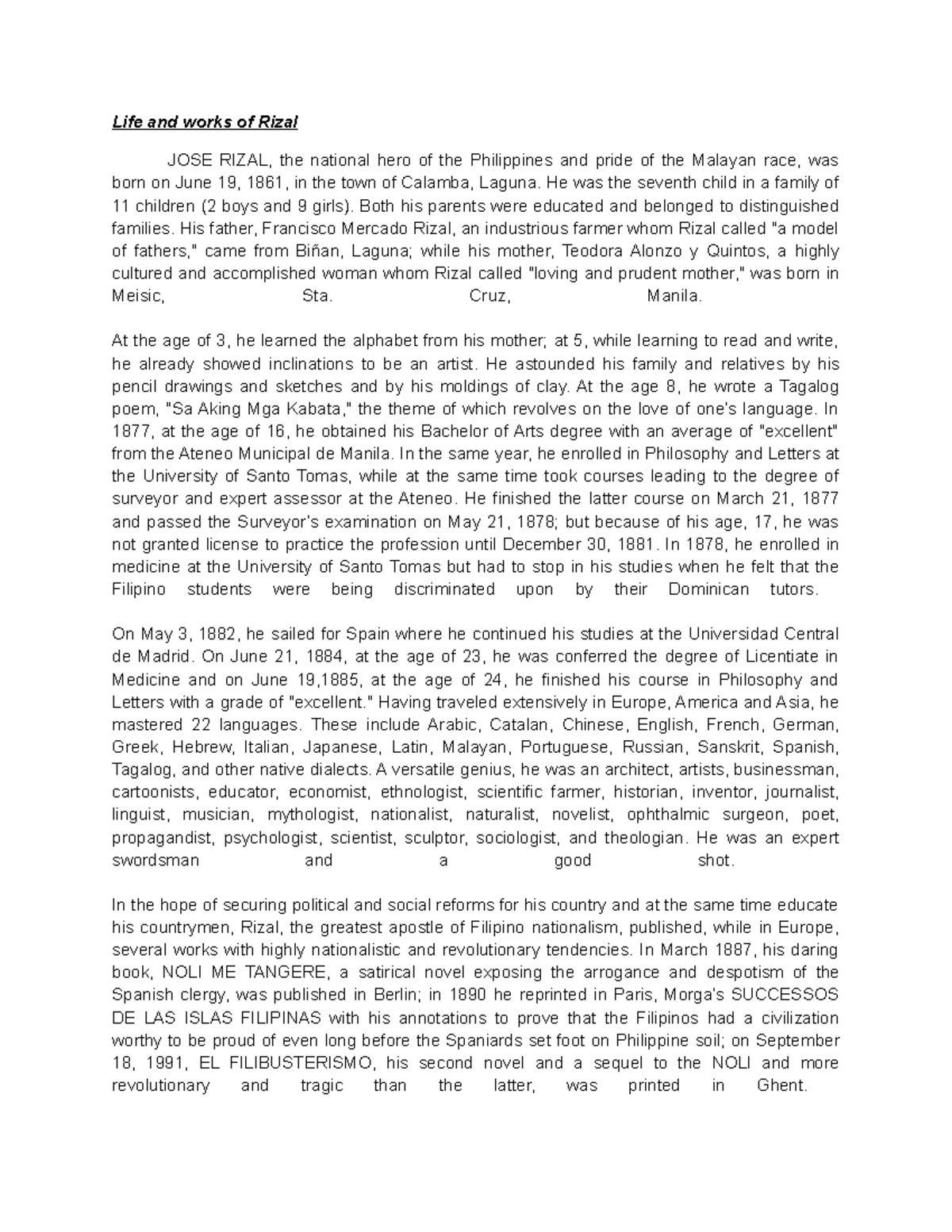 21694647-Life-and-Works-of-Rizal - Life and works of Rizal JOSE RIZAL ...