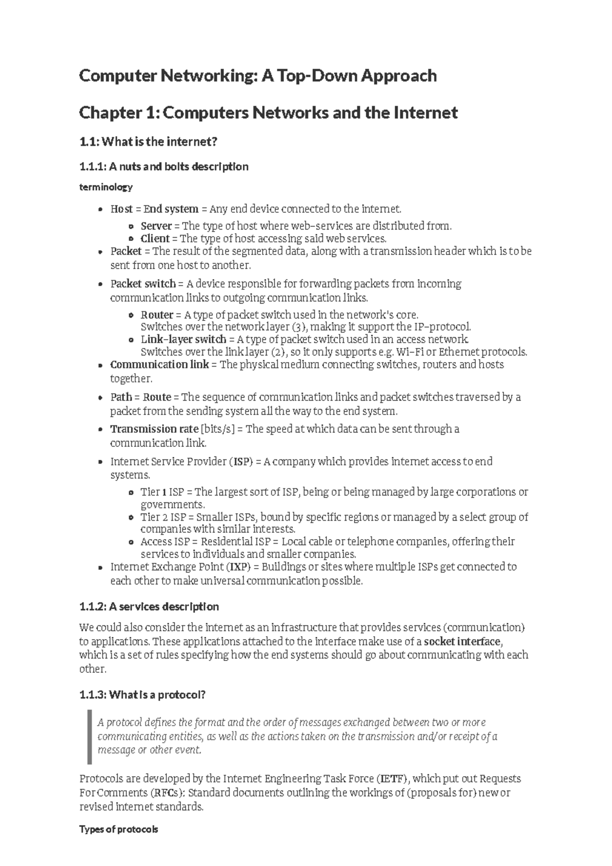 Samenvatting - Computer Networking: A Top-Down Approach Chapter 1 ...