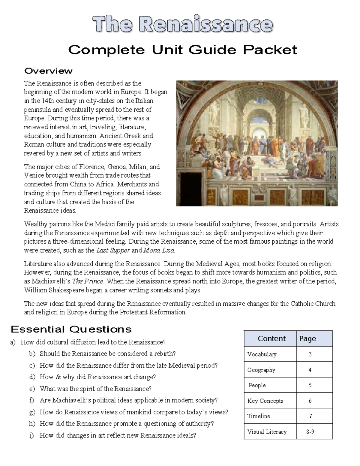 00 - Renaissance Unit Guide Packet copy-compressed - Complete Unit ...