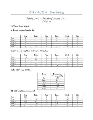 Homework 2 - Data Science - CSE 5334/4392 Data Mining (Fall 2009) Homework 2 (Due: 11:55pm CST ...