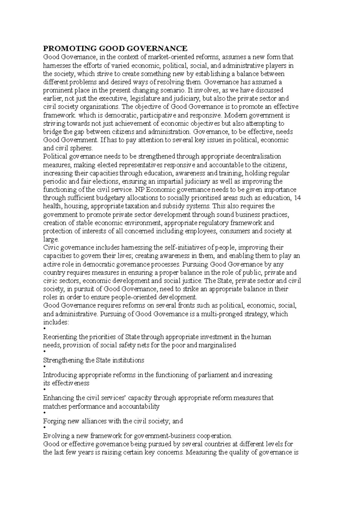 Promoting GOOD Governance - PROMOTING GOOD GOVERNANCE Good Governance ...