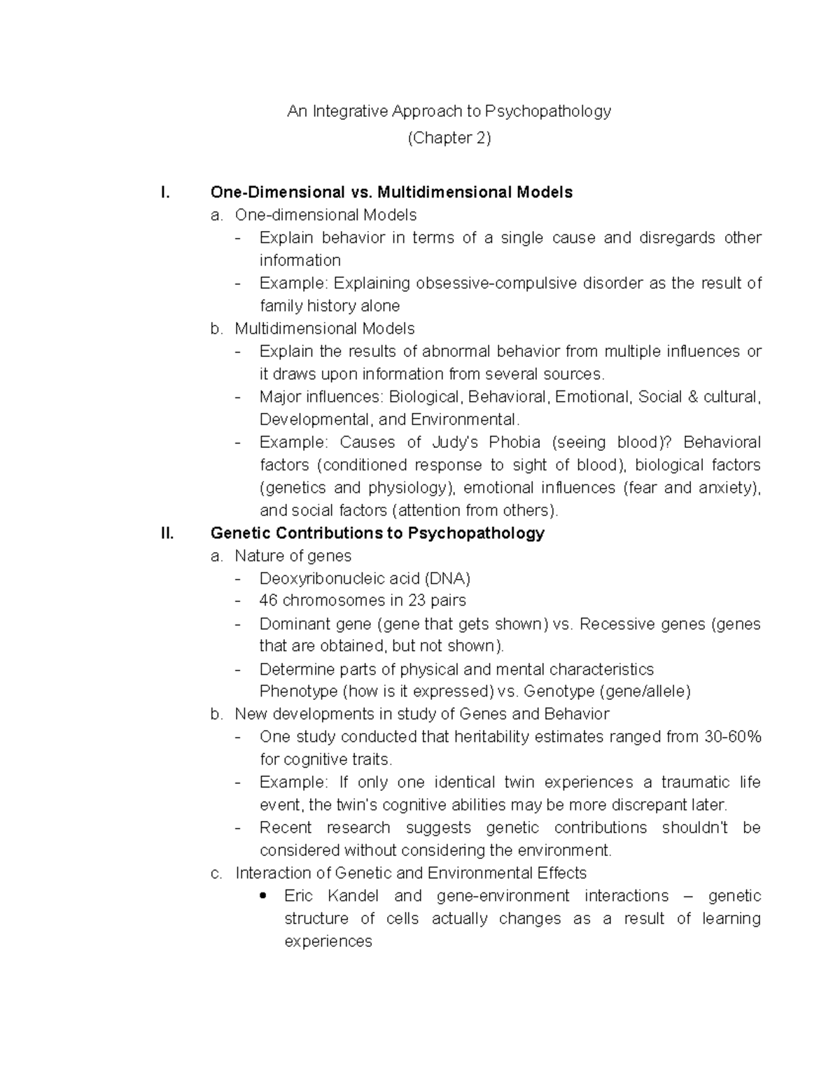 Chapter 2 - An Integrative Approach to Psychopathology (Chapter 2) I ...