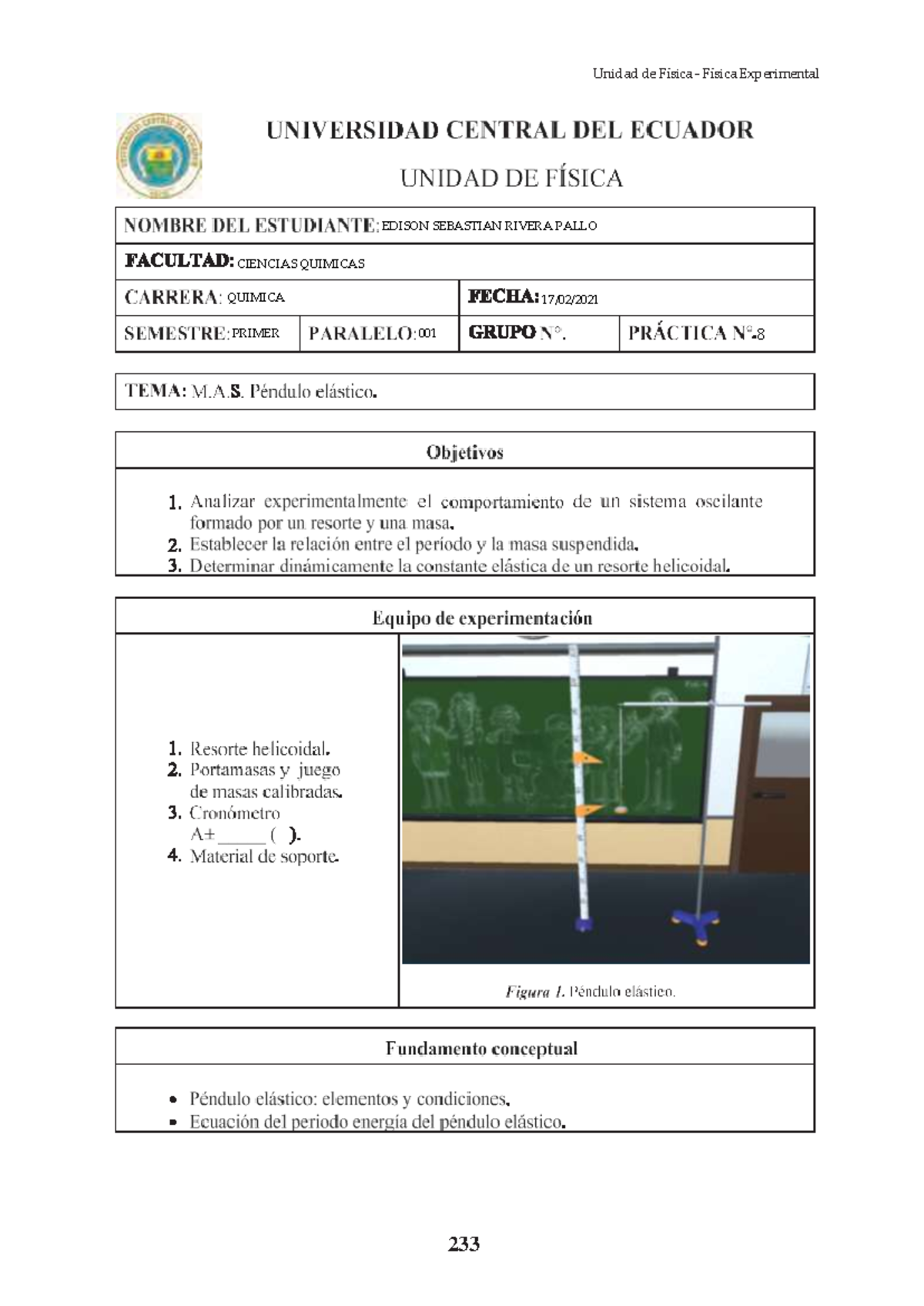 Pendulo elastico - 233 Unidad de Física - Física Experimental CIENCIAS ...