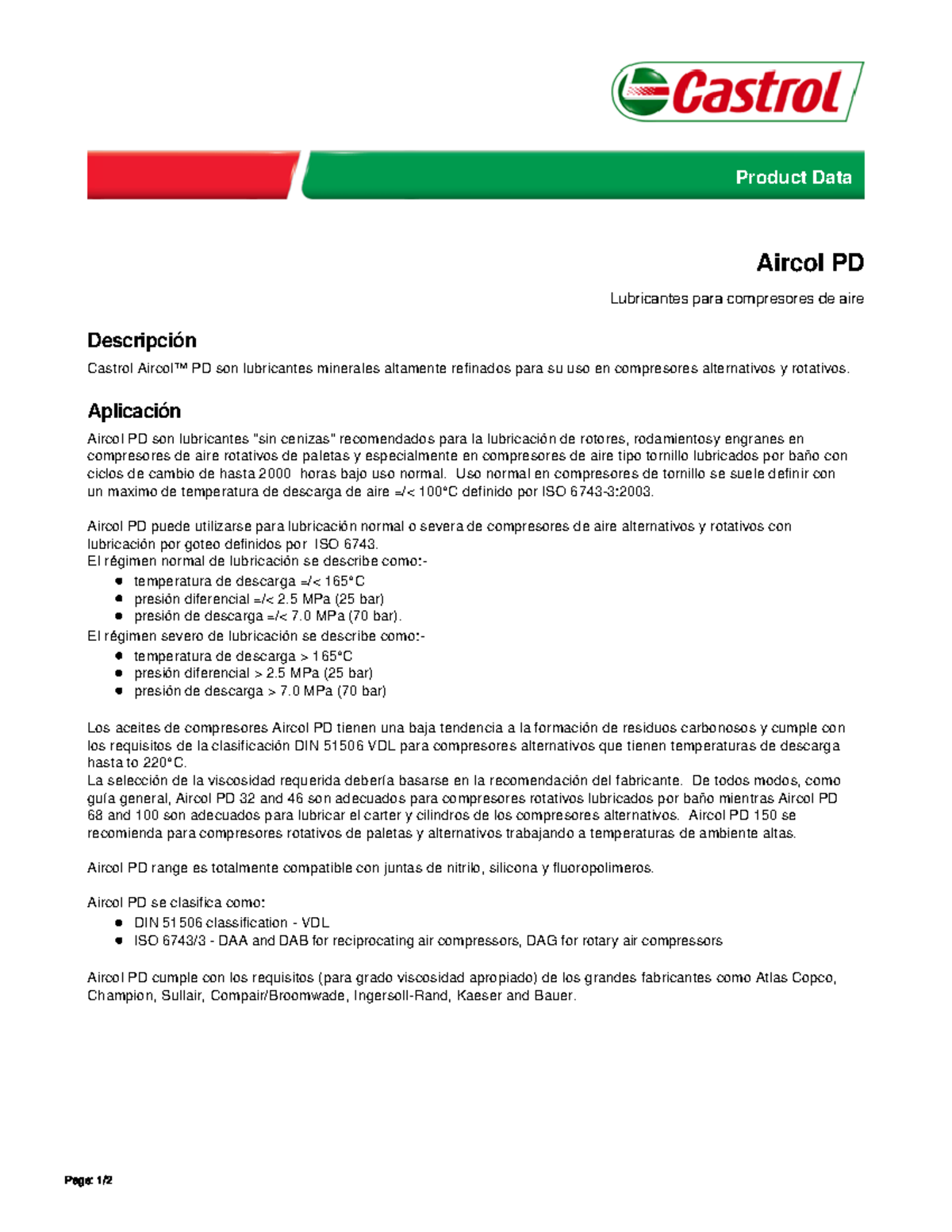 Aircol PD-pds-Esp - aceite para compresor - Product Data Aircol PD ...