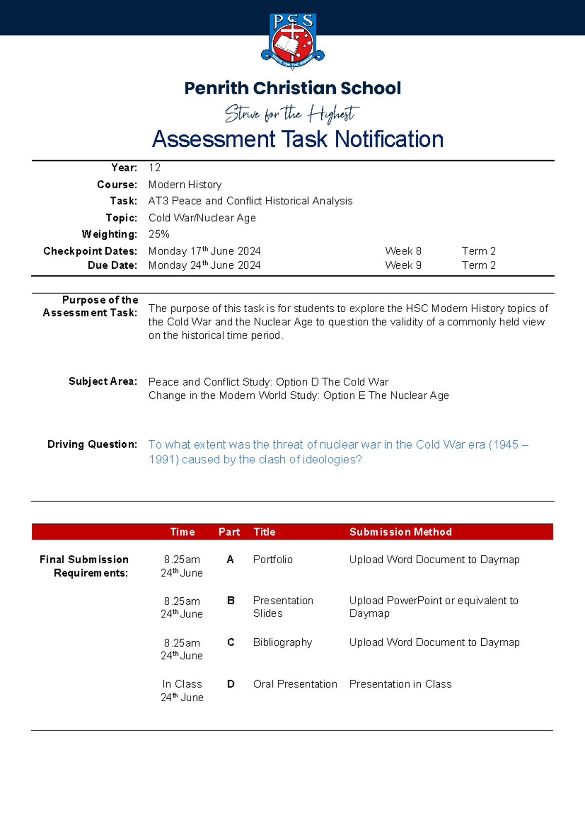 2024 12 MHIS AT3 Notification - Assessment Task Notification Assessment ...