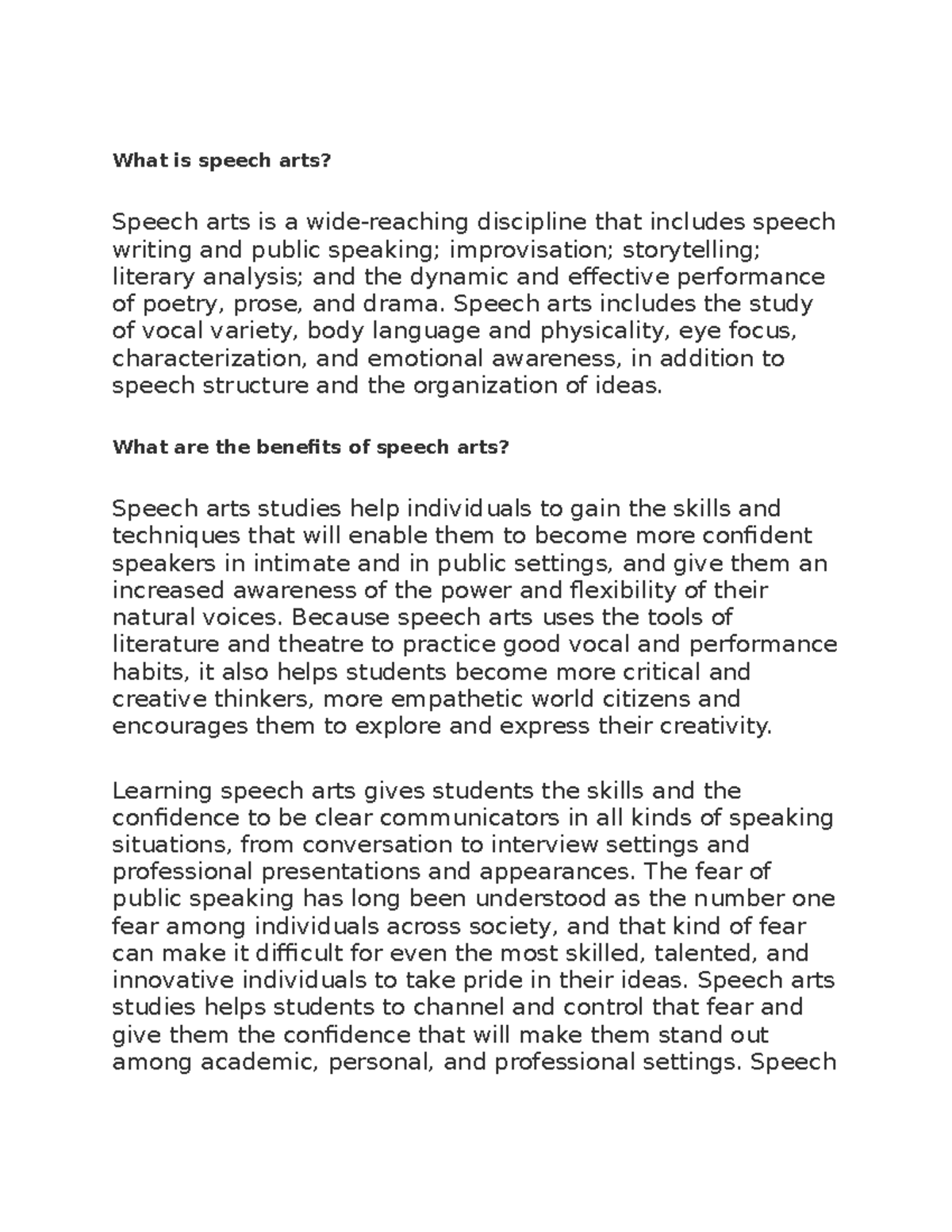 What is speech arts - What is speech arts? Speech arts is a wide ...