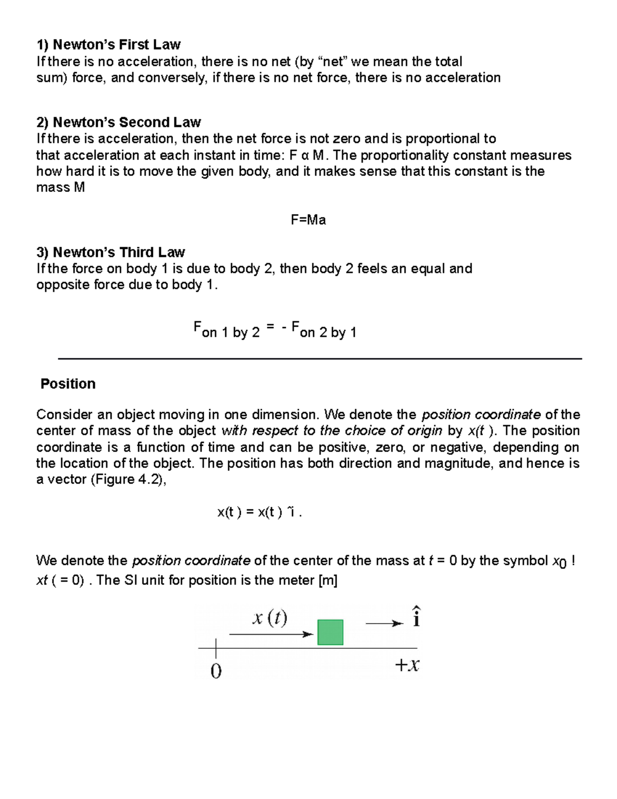 General Physics I - Mechanics - Lecture notes - Cycle 1 + 2 - 1) First ...