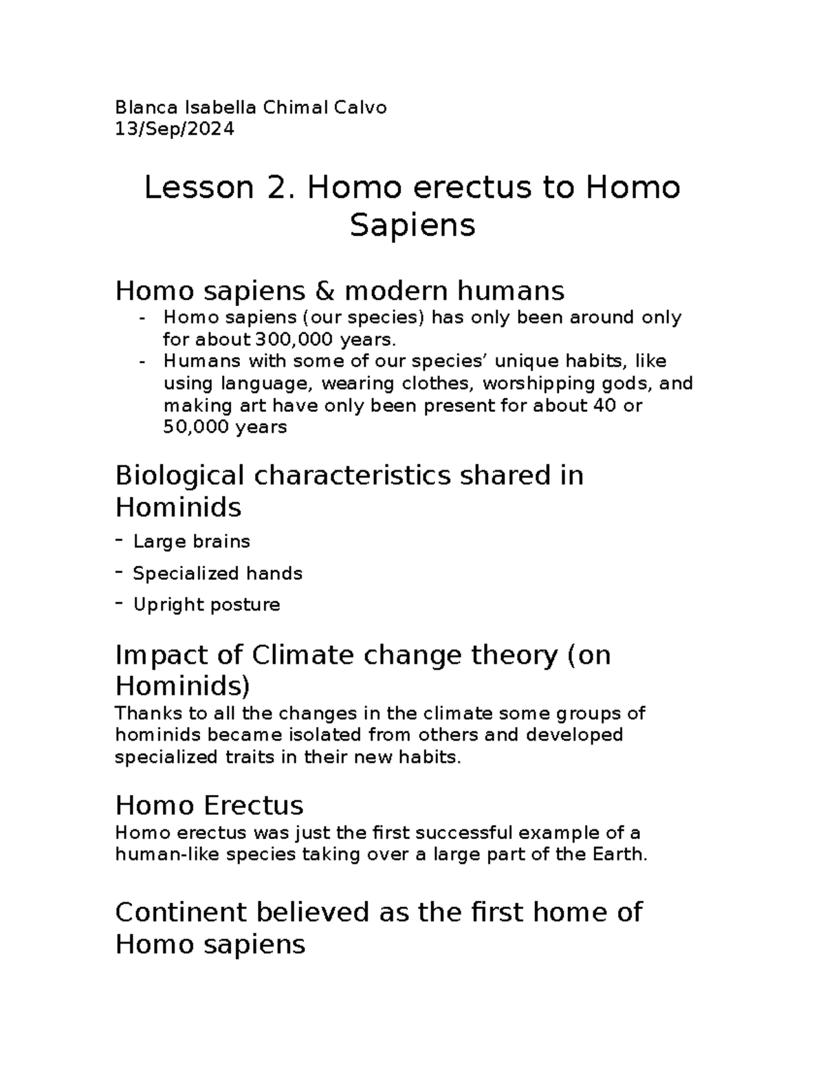 Homo sapiens - Resumen de la lección I de Geography Mayahii - Blanca ...