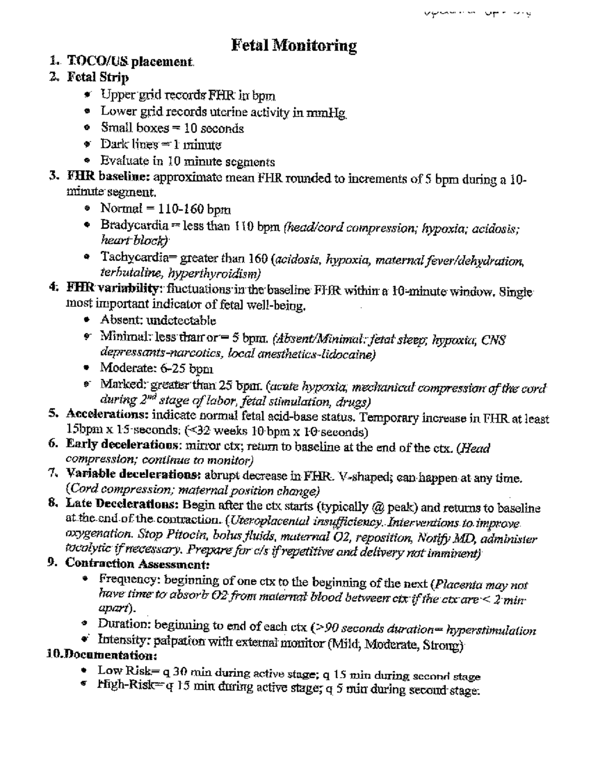 Fetal Strip Monitoring handout - CHEG 2013 - Studocu