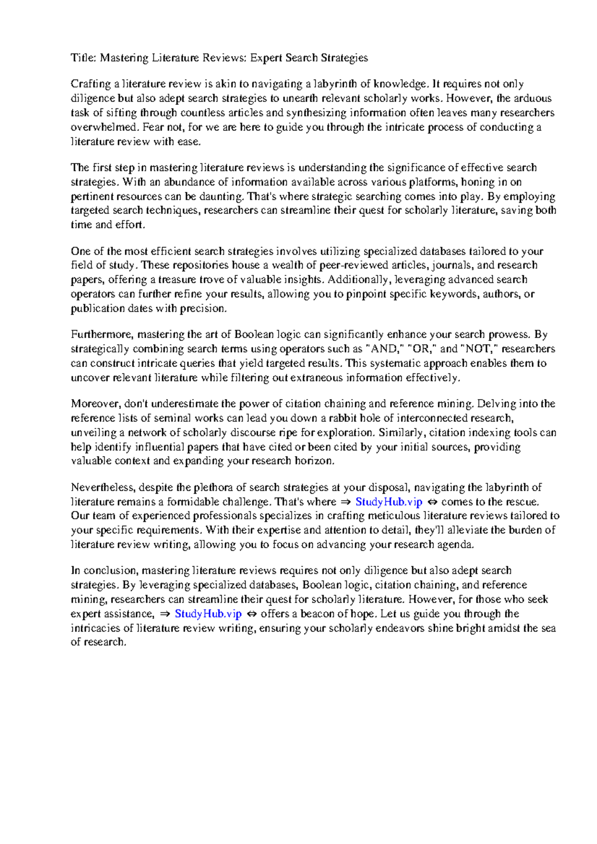 Search Strategies For Literature Review - Title: Mastering Literature ...