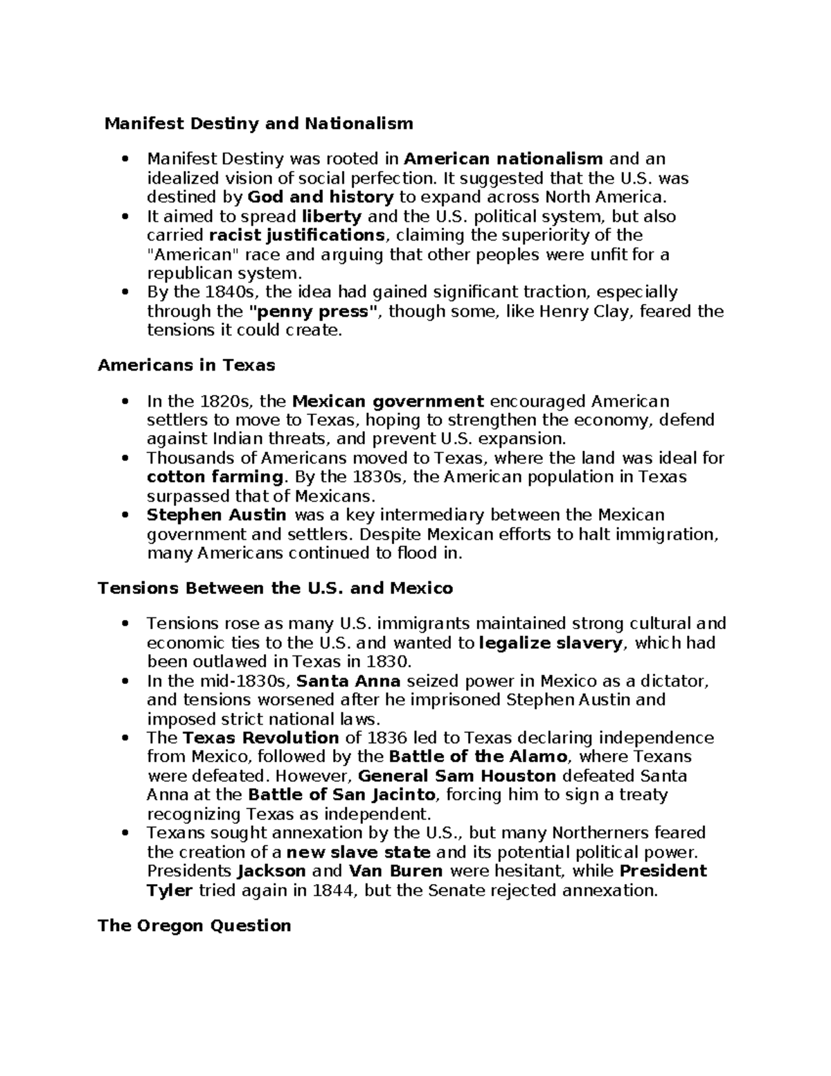 Chapter 13, impeding crisis - Manifest Destiny and Nationalism Manifest ...