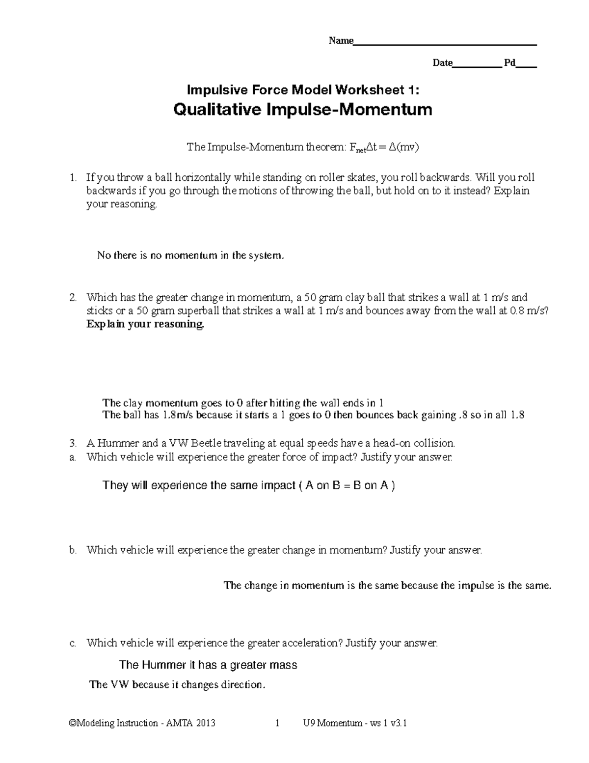 02 U9 ws 1 - The runner in the water would run slower - Name Date Pd ...