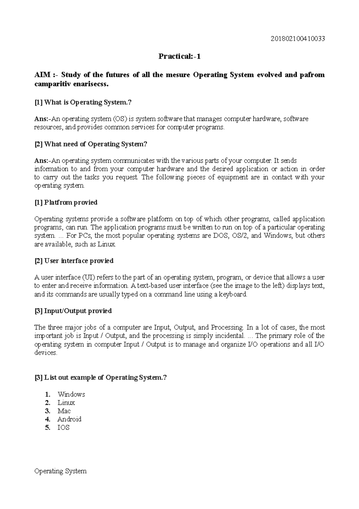 Kamal os 1 - Operating System - 201802100410033 Practical:- AIM ...