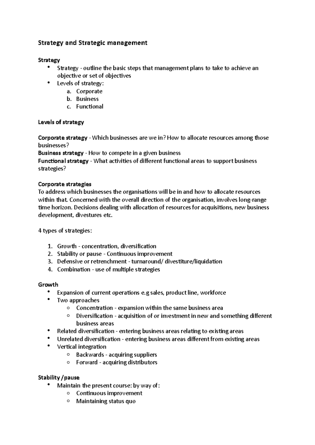 Week 3 lecture notes - Strategy and Strategic management Strategy ...