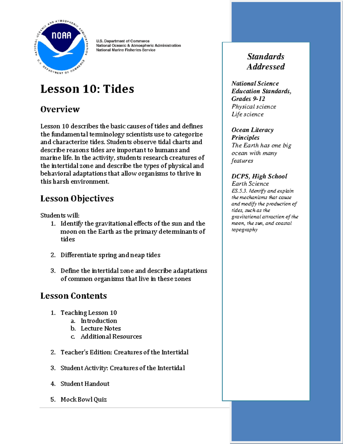 10-tides - Summary Fizică - Lesson 10: Tides Overview Lesson 10 ...