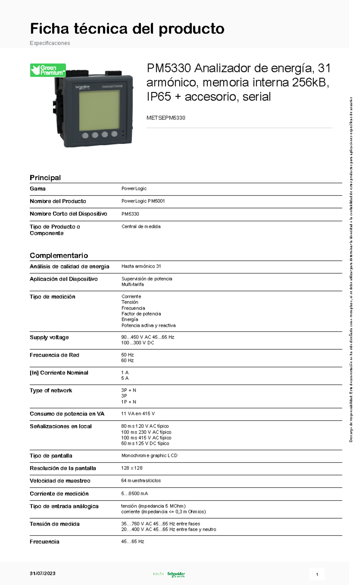 PM5000 Series Metsepm 5330 - Ficha técnica del producto ...