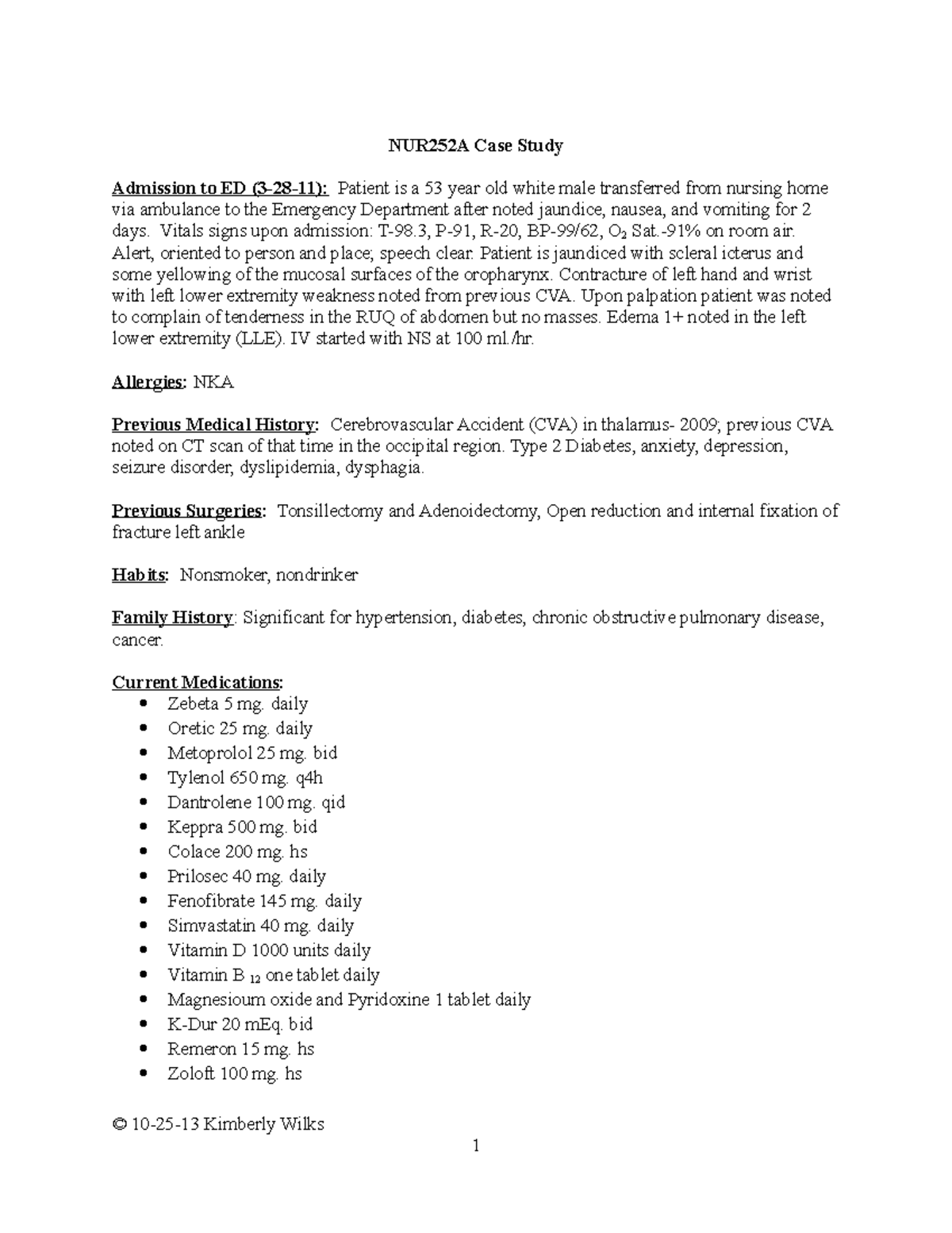 Case Study (Liver Failure-2) - NUR252A Case Study Admission to ED (3-28 ...