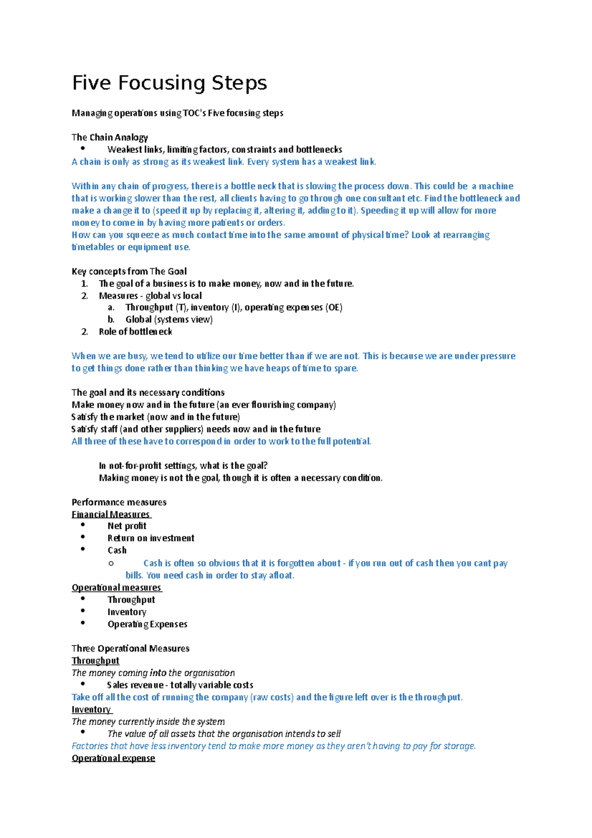 Five Focusing Steps - Five Focusing Steps Managing operations using TOC ...
