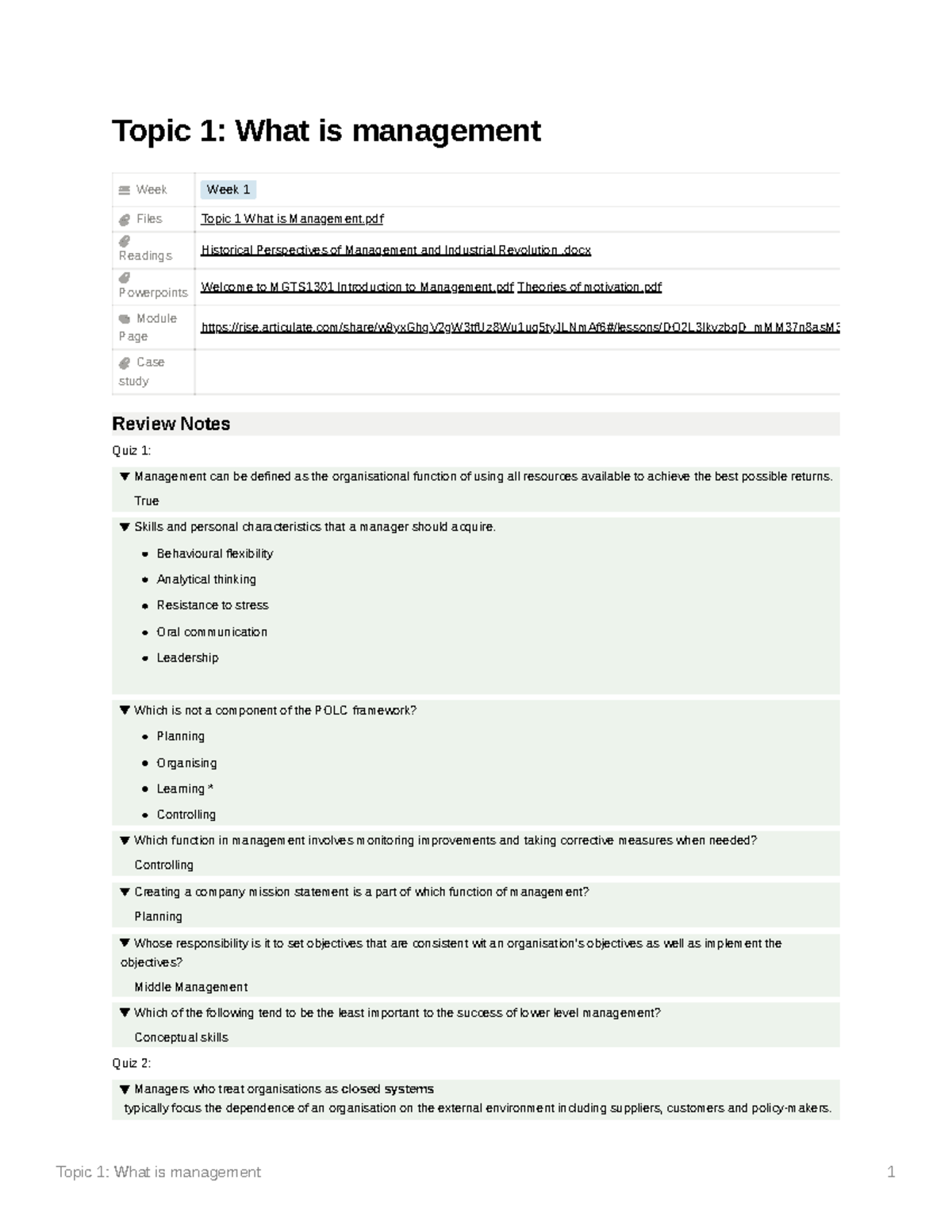 Topic 1 What is management - Topic 1: What is management 1 Topic 1 ...