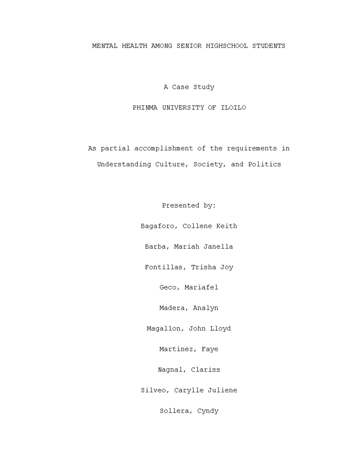 COR-013-Case-Study-Semi-Final - MENTAL HEALTH AMONG SENIOR HIGHSCHOOL ...
