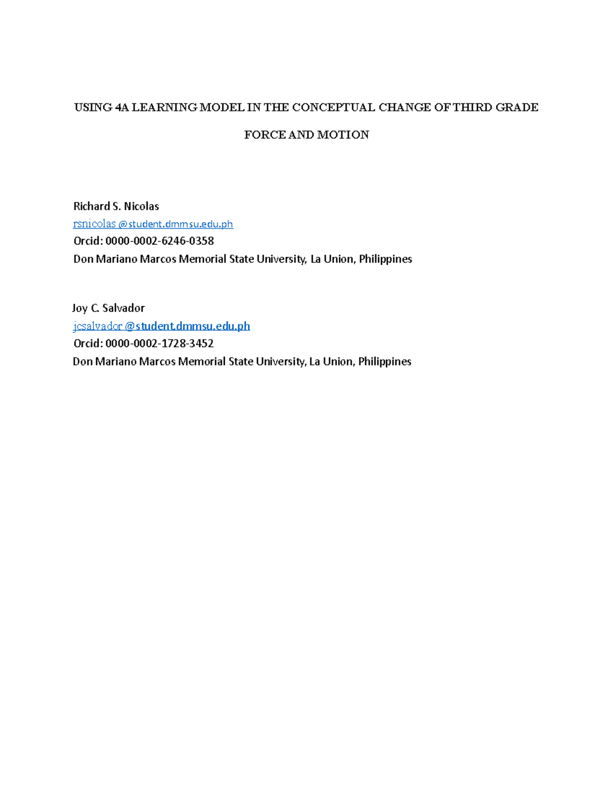 Journal TYPE - THESIS 1 , USING 4A LEARNING MODEL IN THE CONCEPTUAL ...