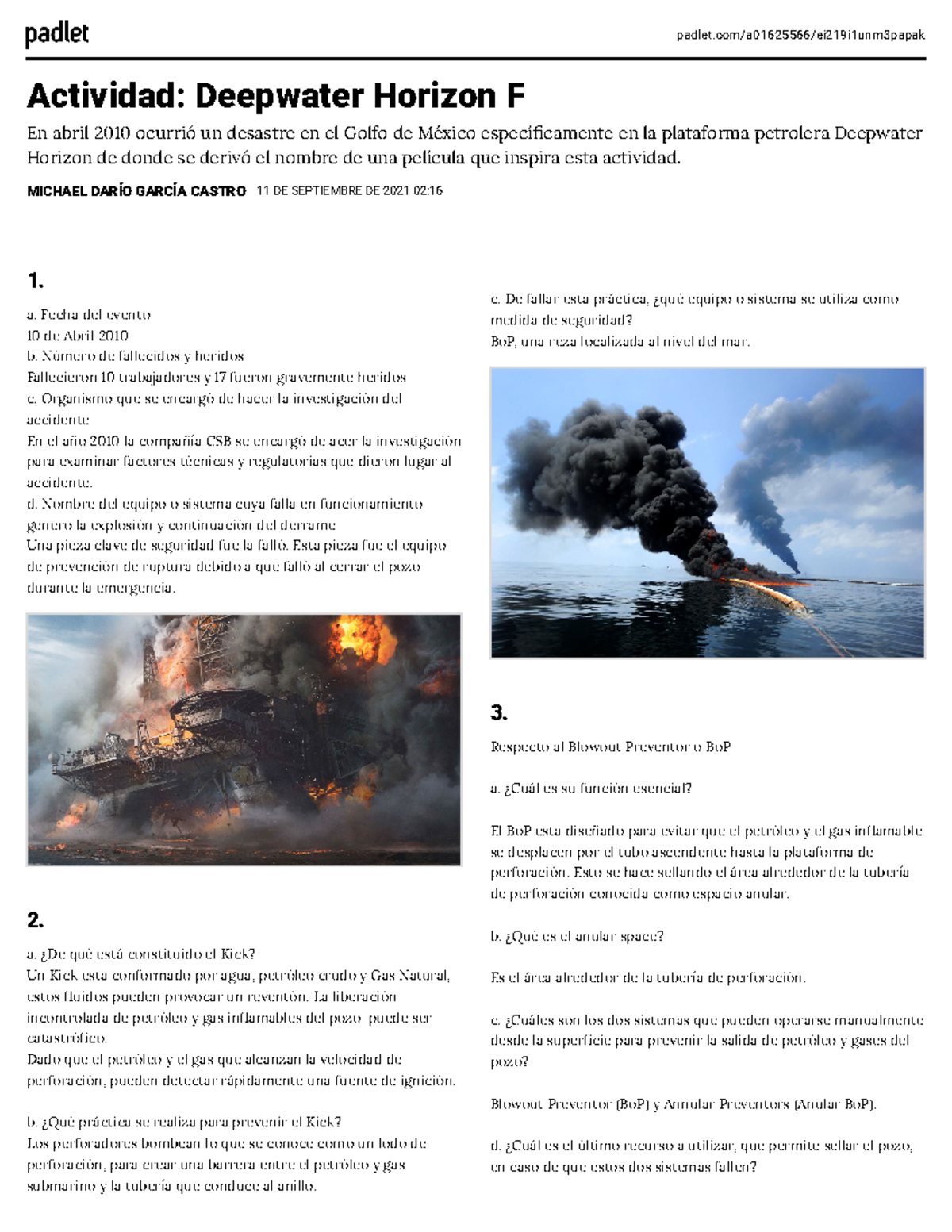 Padlet Deepwater horizon - padlet/a01625566/ei219i1unm3papak Actividad: Deepwater Horizon F En ...