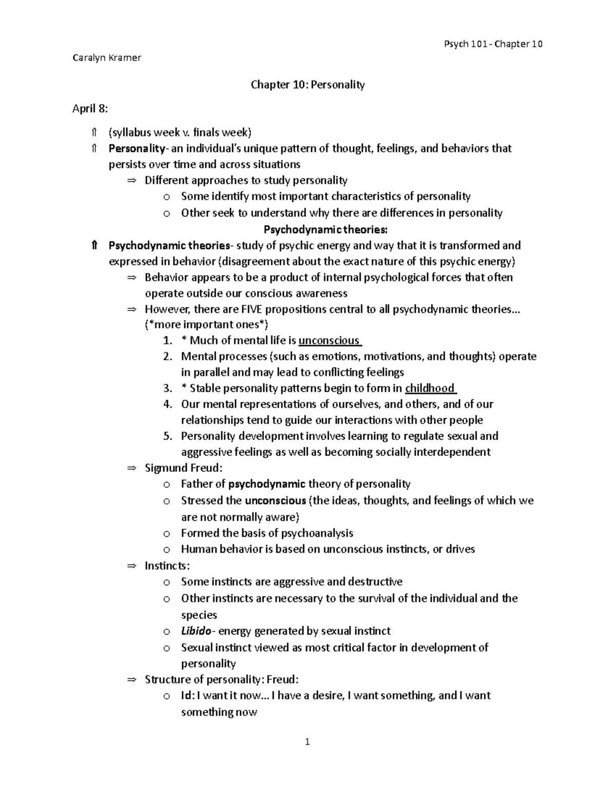 Chapter 10 - Professor Giorno - Caralyn Kramer Chapter 10: Personality ...