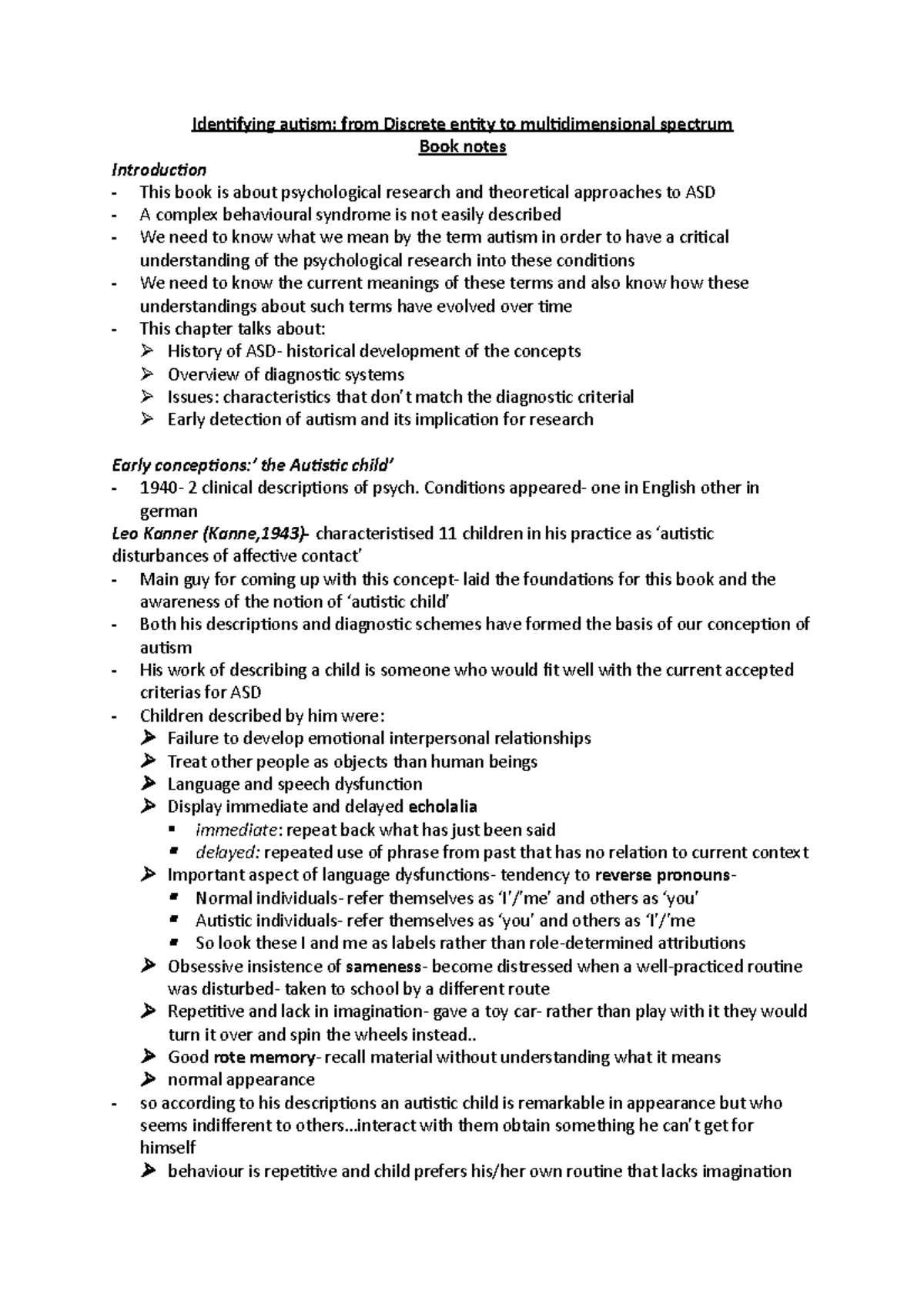 Autism spectrum notes - Identifying autism: from Discrete entity to ...