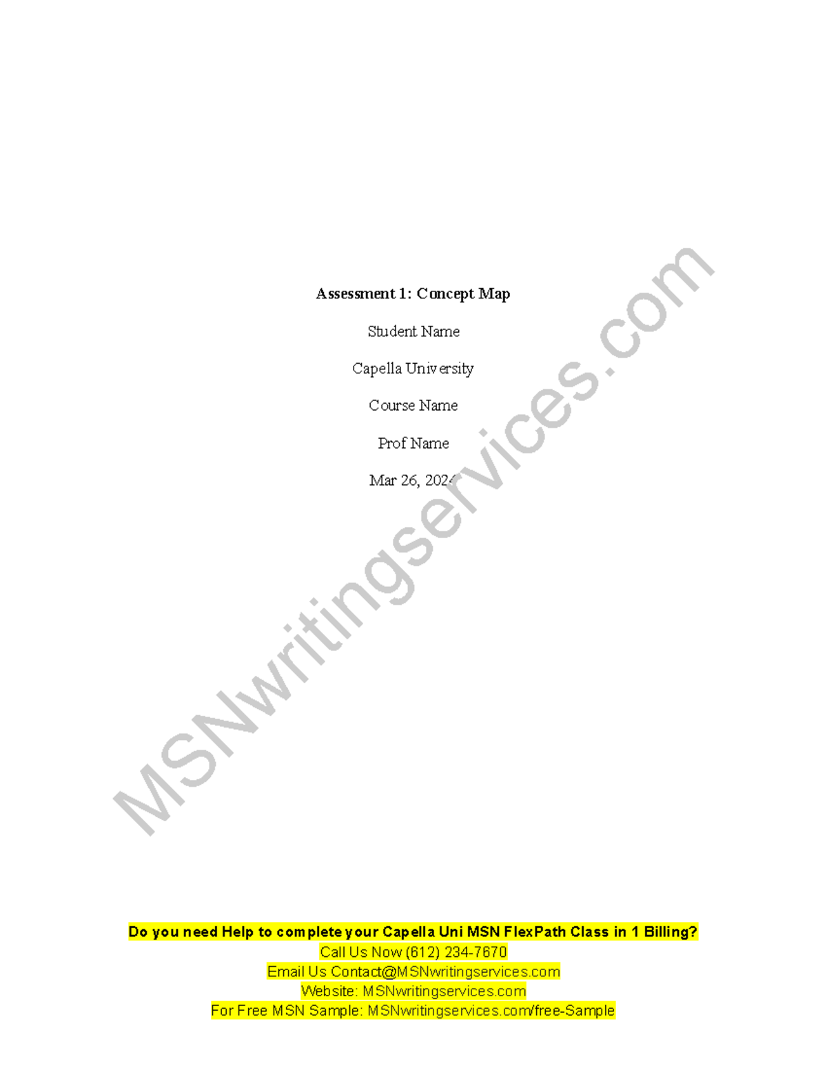 NURS FPX 6021 Assessment 1 Concept Map - Assessment 1: Concept Map ...