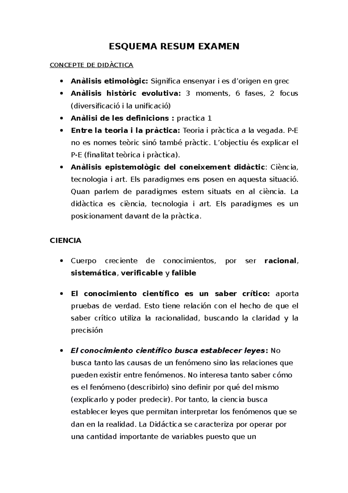 Esquema Resum Examen I - Descripción extensa y completa manuales - ESQUEMA RESUM EXAMEN CONCEPTE ...