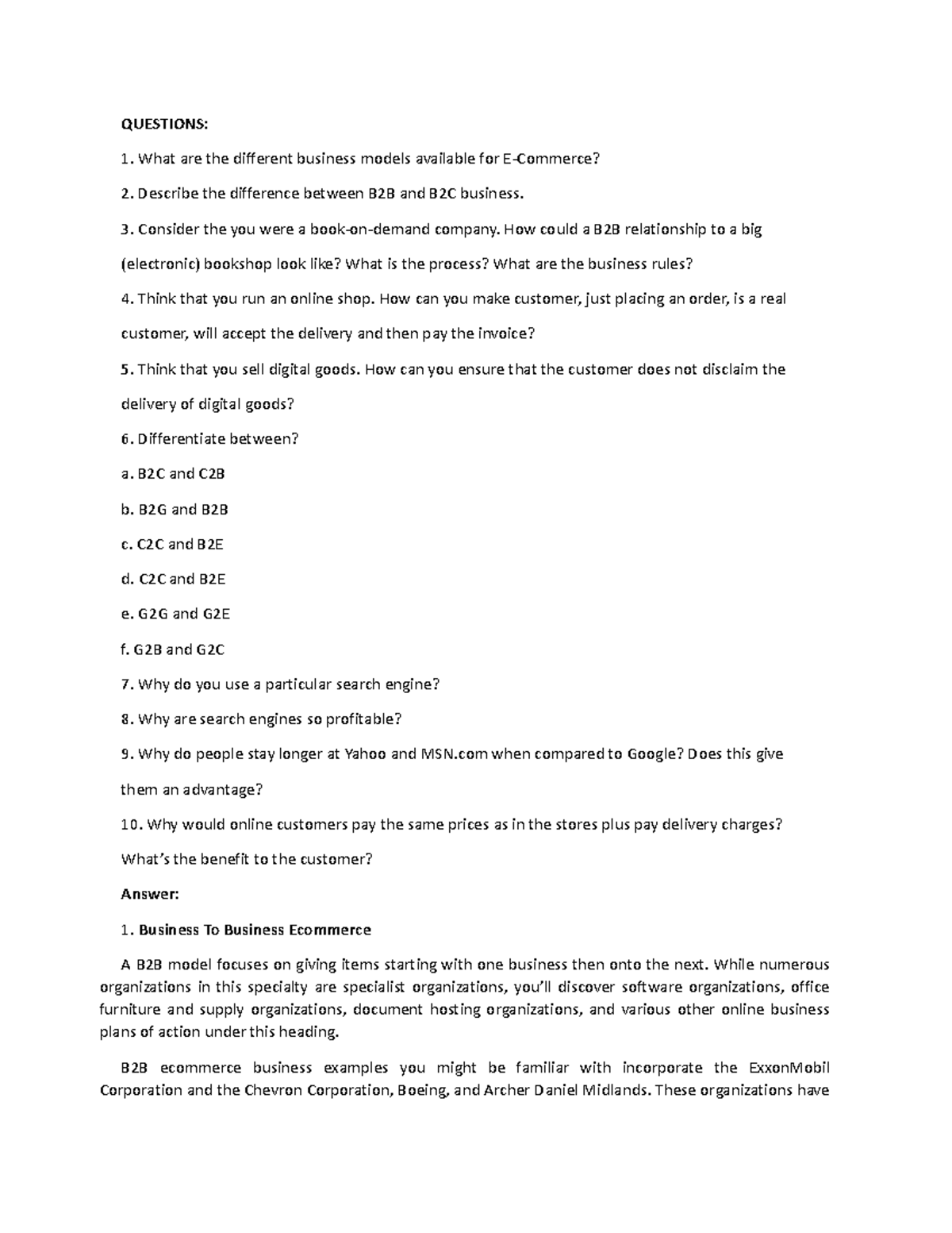 Self Assesment 2 Cabalan - QUESTIONS: What are the different business ...