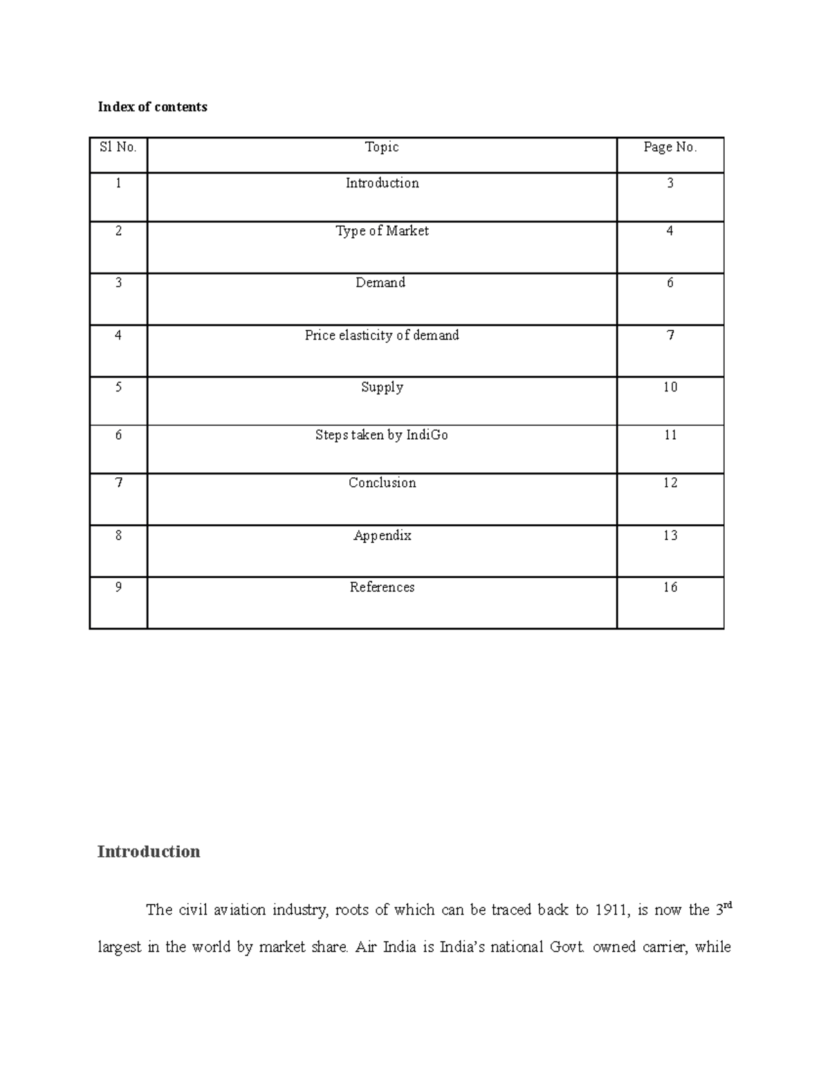 Economic Project Sample - Index of contents Sl No. Topic Page No. 1 ...